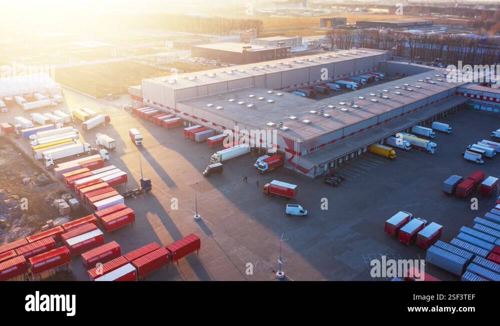 Hyper lapse (hyperlapse - motion time lapse) of logistics park with ...