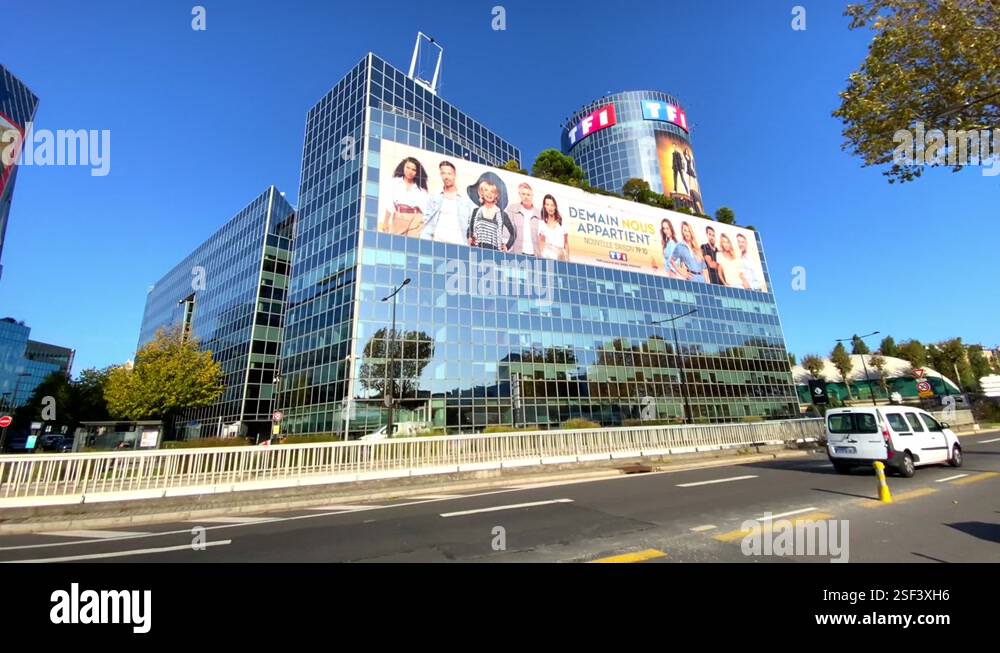 TF1 headquarters building near Paris, France Stock Video Footage - Alamy