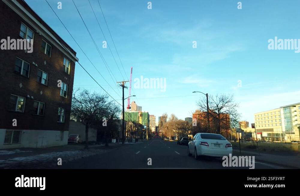 Driving around the downtown of Denver, Colorado ca. January 2021 Stock ...