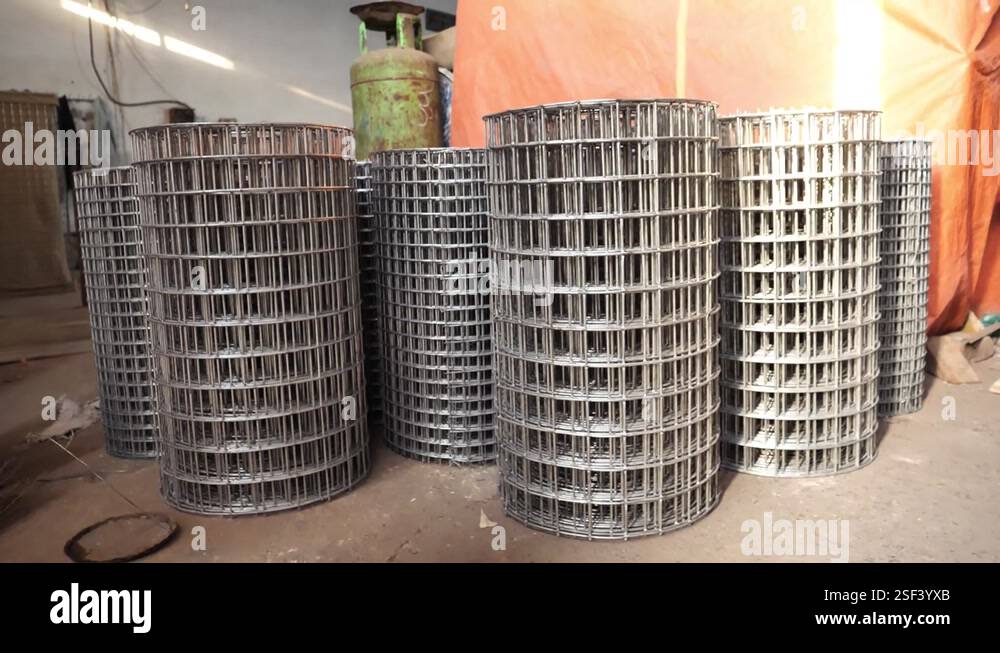 Rolls Of Heavy Duty Wire Mesh Rolls On Factory Floor Stock Video ...