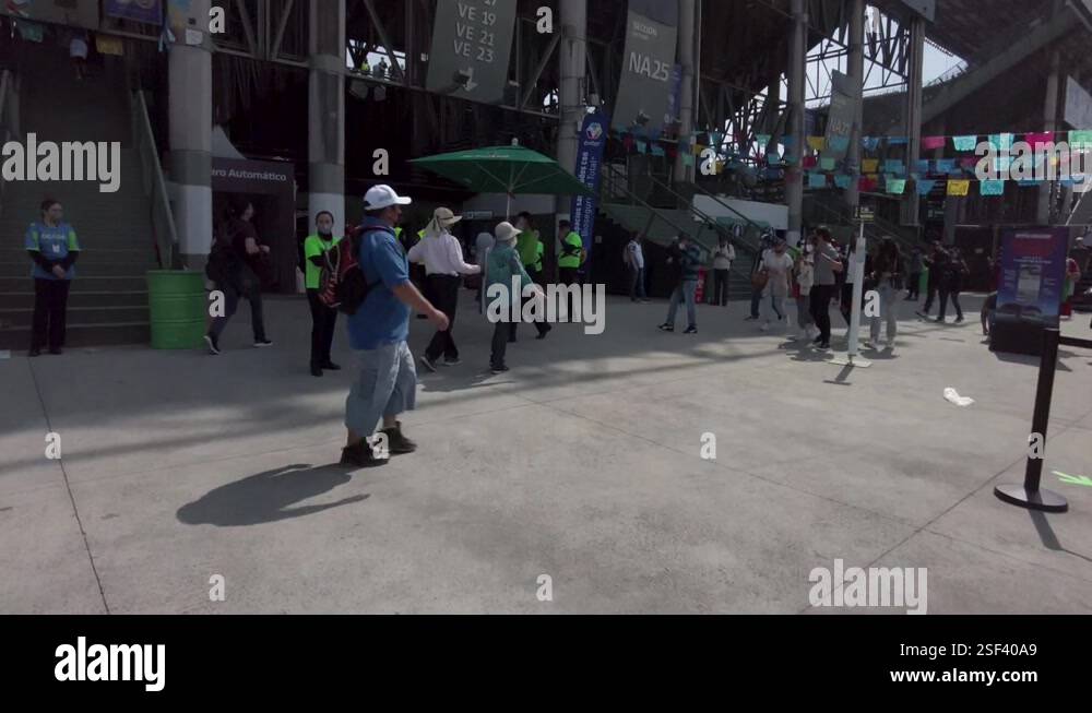 People arriving to the circuit foro sol grandstand auditorium in the ...