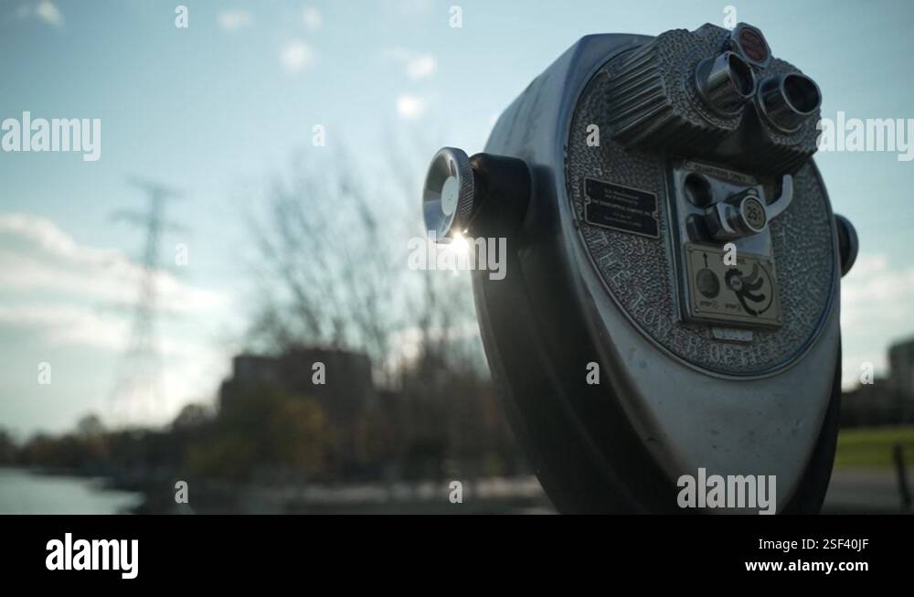 Wide angle view of tower viewer with beautiful sun flare in the Stock ...