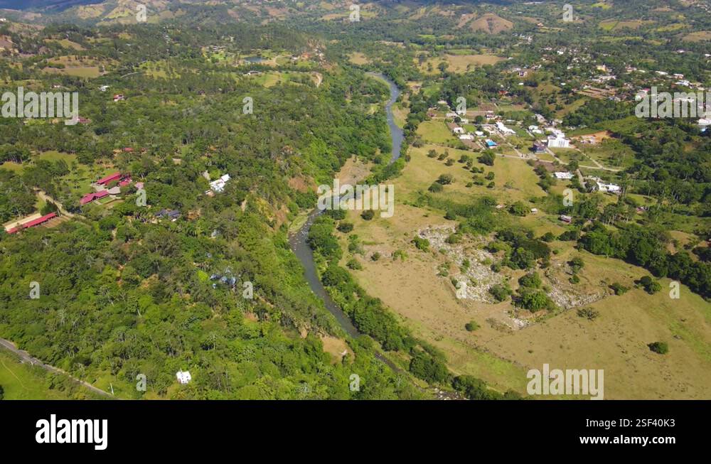 Río Yaque del Norte aerial view stunning environment with wildlife ...