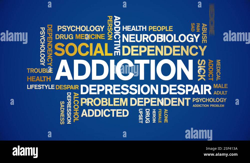Addiction animated word cloud,animation text kinetic typography ...