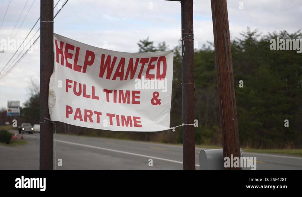 Help Wanted sign hanging by side of a rural West Virginia road in ...