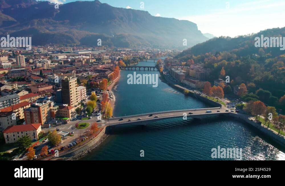 City bridge, lake, Lake Como, sunny Stock Video Footage - Alamy