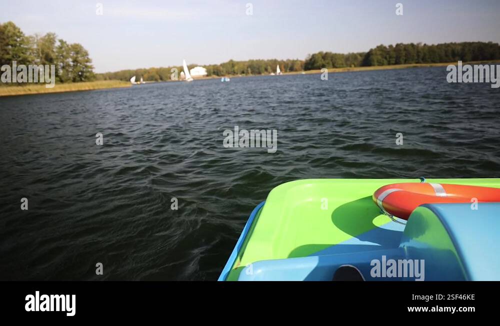 Leisure activity rowing in the boat through the river Stock Video ...