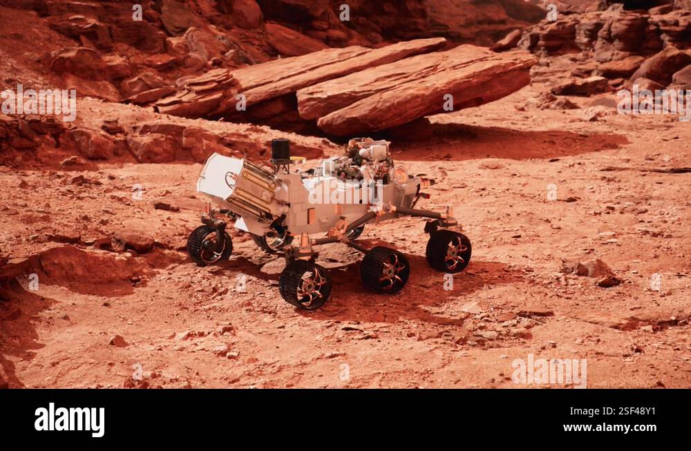 Mars Rover Perseverance exploring the red planet. Elements furnished by ...