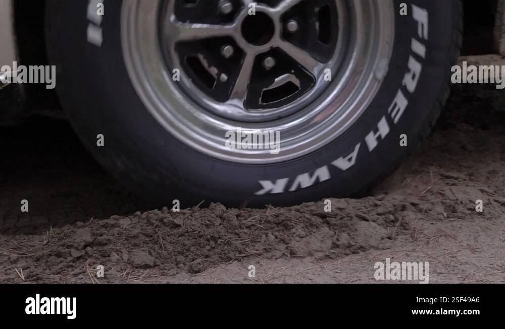 MOSCOW, RUSSIA - AUGUST 11, 2021: Wheel with tire is slipping, drifting ...