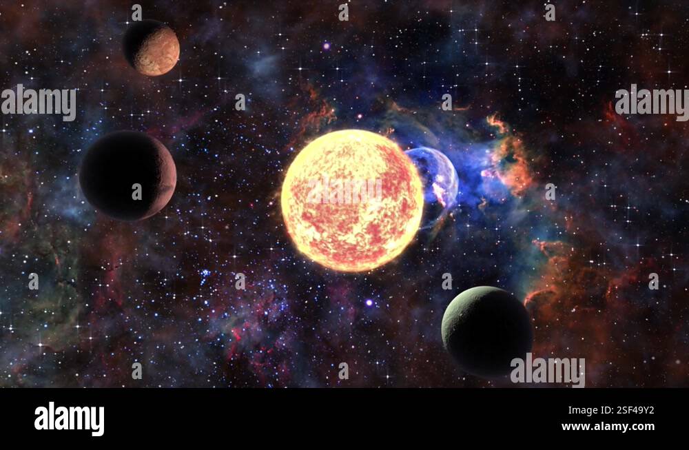 Space trip background moving through universe among planets and ...