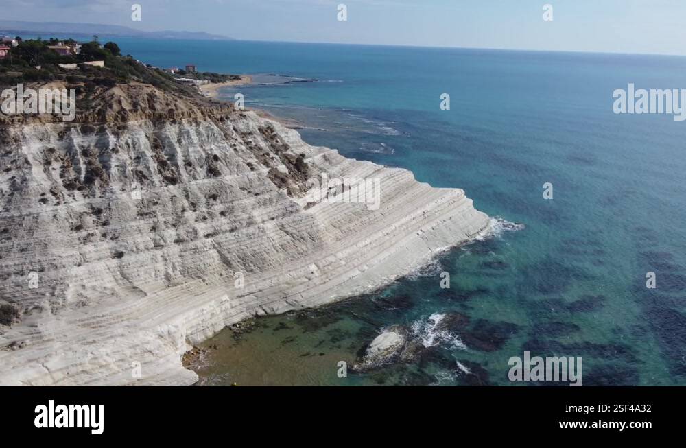 Horizontal Pan of the Turkish Steps and White Cliffs in Agrigento Stock ...