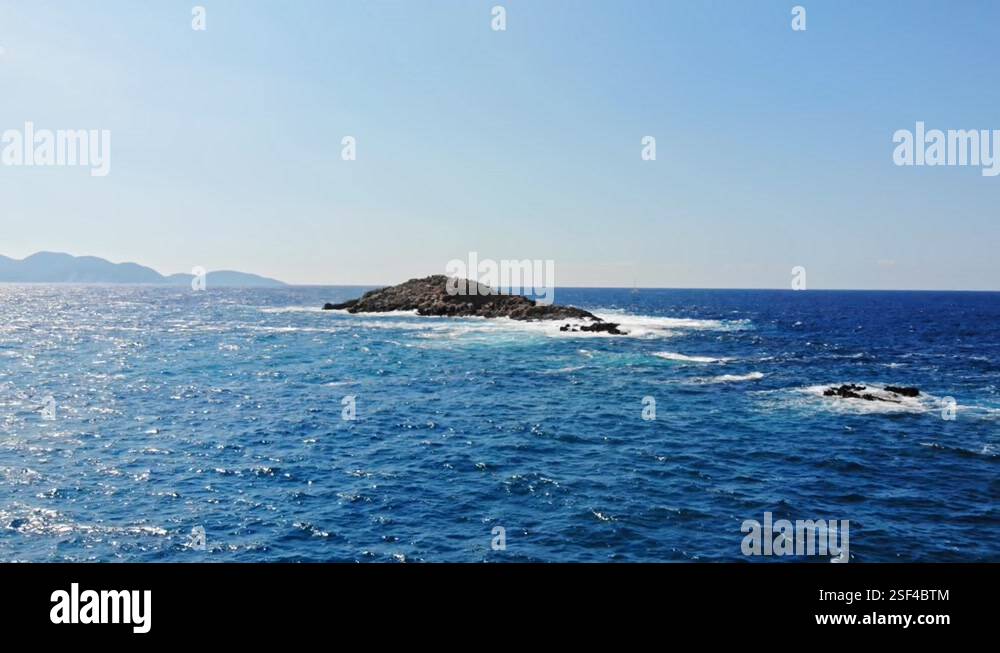 Stunning Blue Ocean Of Jerusalem Beach In Erisos, Greece - aerial drone ...