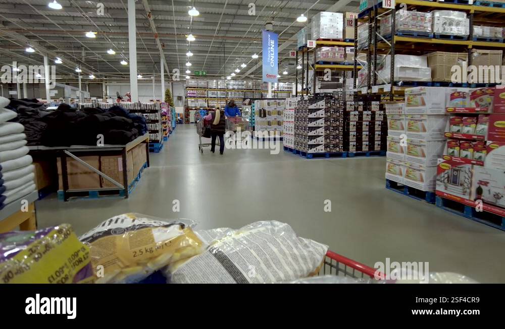 First persons point of view of a shopping trolley being pushed around a ...