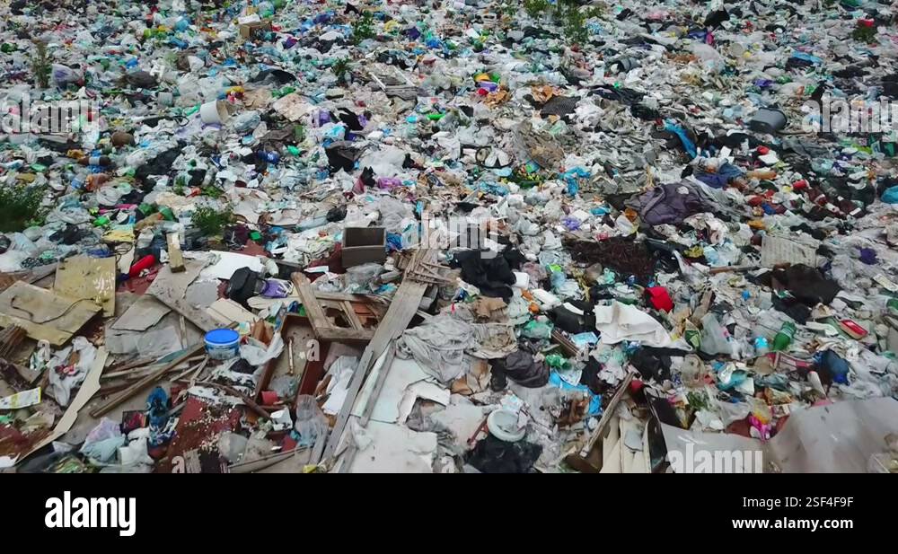 Garbage brought by the ocean, a garbage platform. The concept of ...