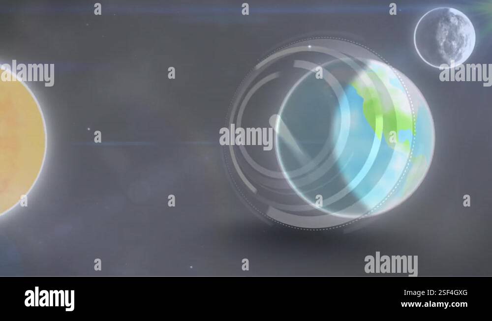 Animation of solar system, planets and space over clock ticking Stock ...