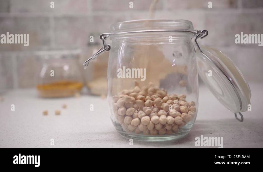 Pouring Chick Peas into a Jar video. all things related to food, drinks ...