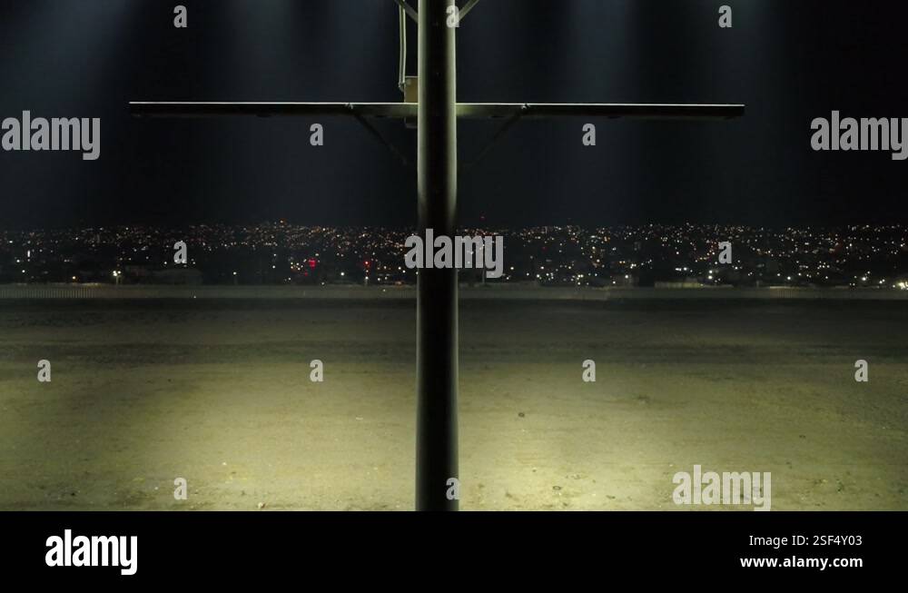 Border Security Flood Light, Empty Field In Between America and Mexico ...