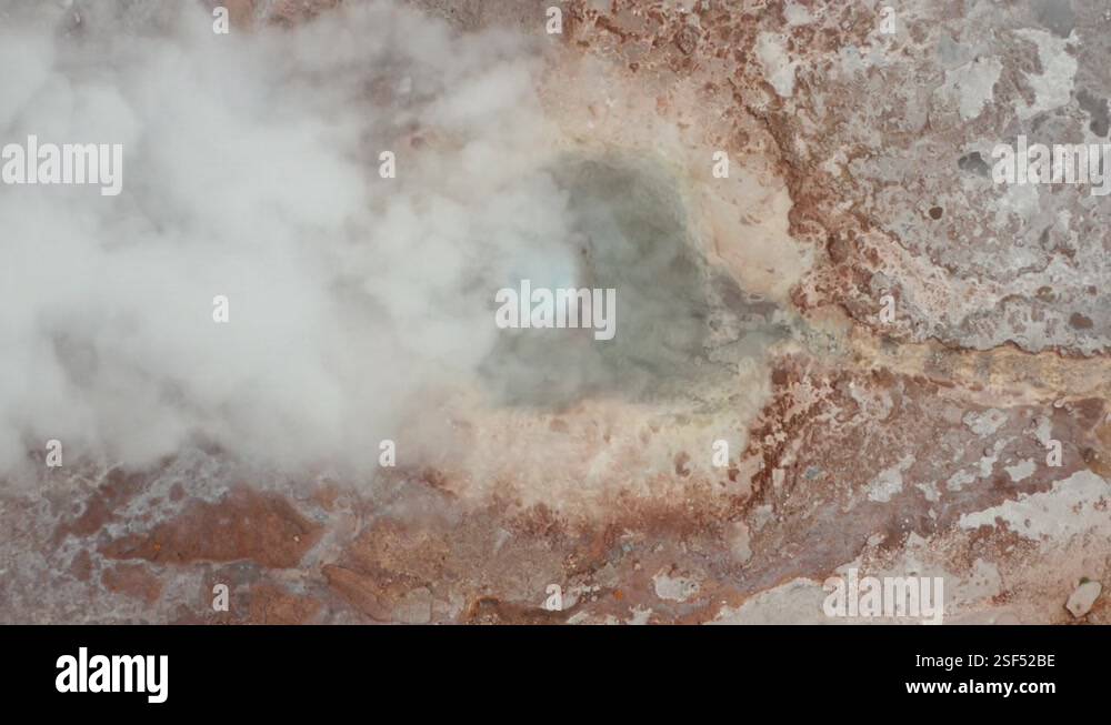 Overhead view of Strokkur geyser in Geysir area in Iceland. Top down ...