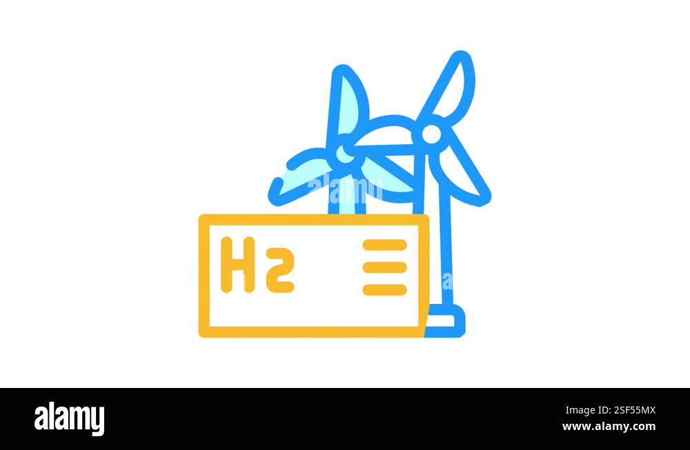 wind energy hydrogen production color icon animation Stock Video ...