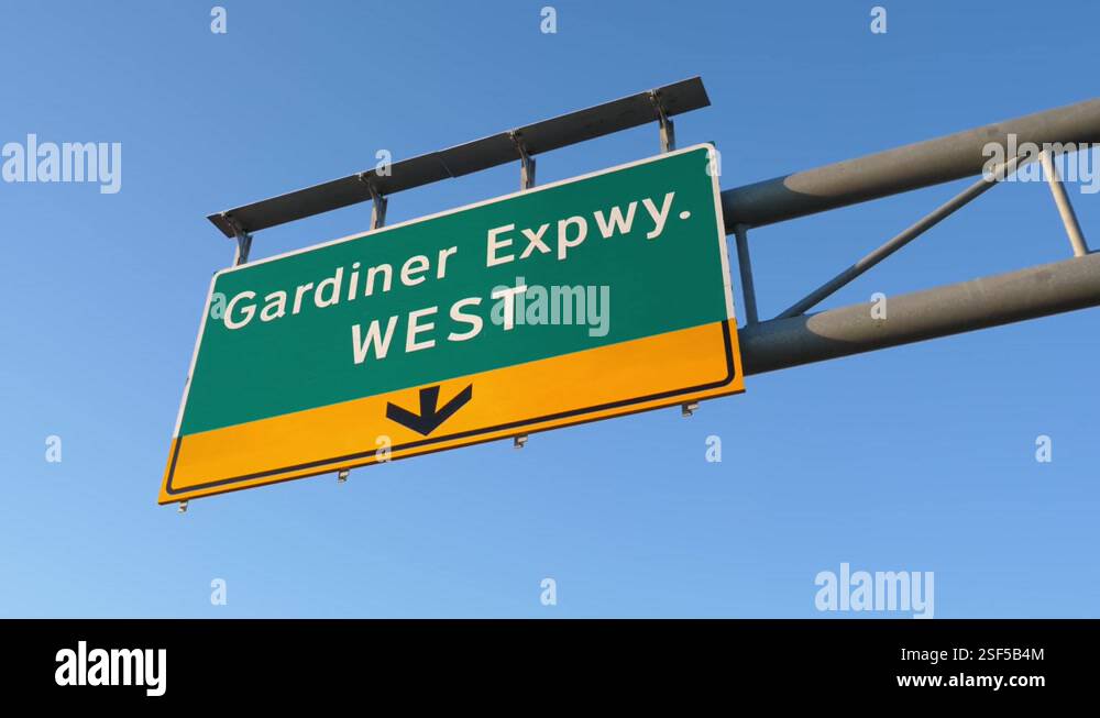 Overhead highway sign for Gardiner Expressway WEST. Toronto, Canada ...