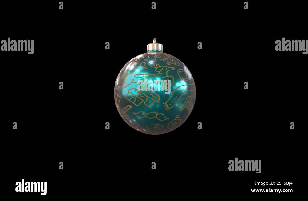 Christmas ornament loop turquoise with gold Stock Video Footage - Alamy