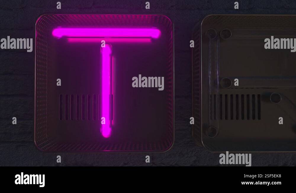 TRAVEL signboard made with glowing purple neon letters in the dark. 3D ...