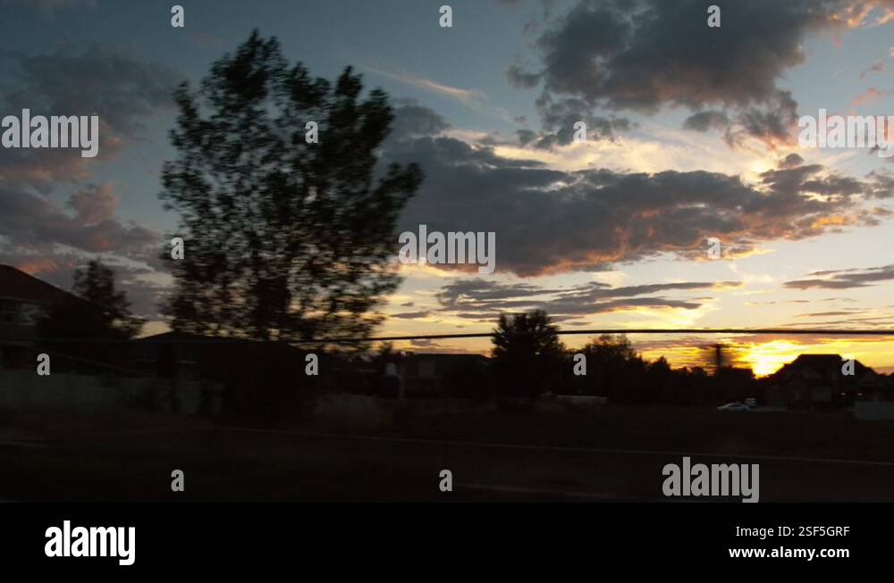 side view from a car window looking at the sky at sunset Stock Video ...