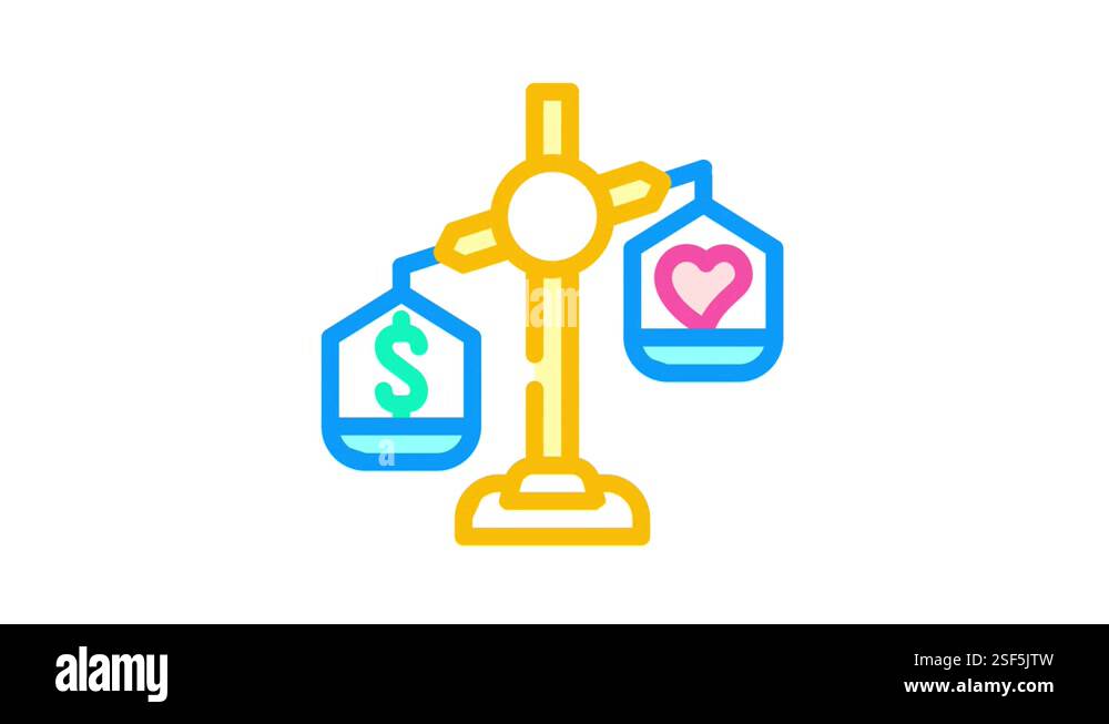 choosing between conscience and money color icon animation Stock Video ...