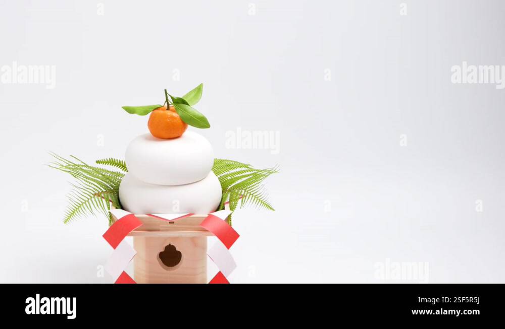 Tilt-down movie with KAGAMIMOCHI on the right side of the screen Stock ...