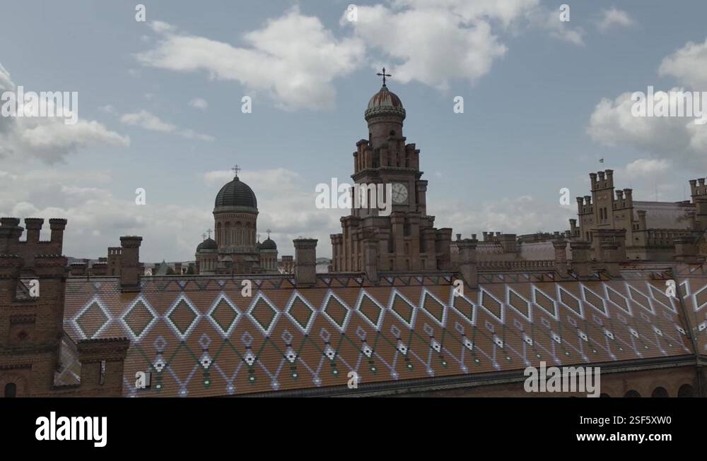 Stunning aerial view of the beautiful architecture of Chernivtsi ...