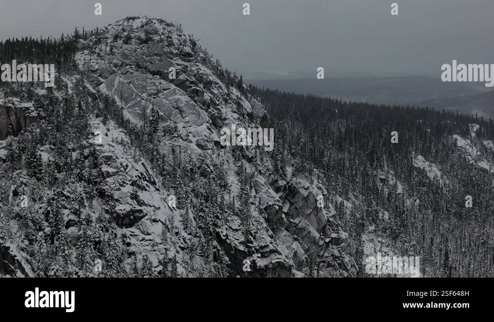 Rock Face Mountains With Coniferous Forest In Mont du Lac a L'Empeche ...