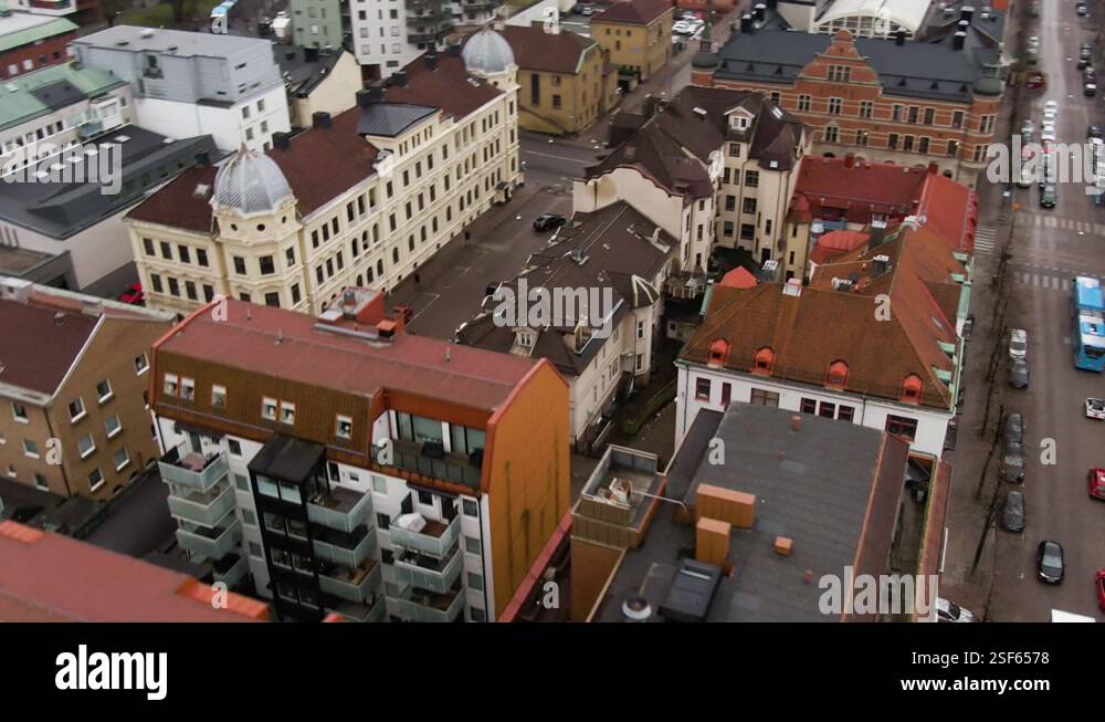 Downtown apartment buildings colorful rooftops Stock Videos & Footage ...