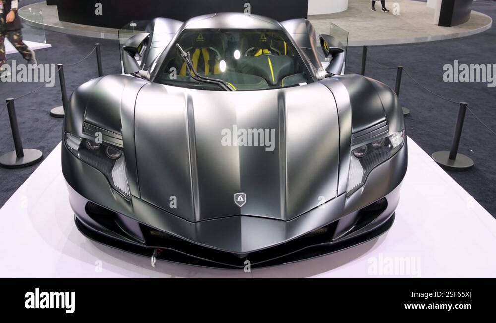 Japanese exclusive luxury supercar Aspark Owl is seen displayed during ...