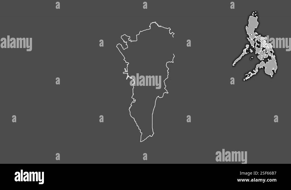 Metropolitan Manila, Philippines, extruded and isolated. Grayscale ...