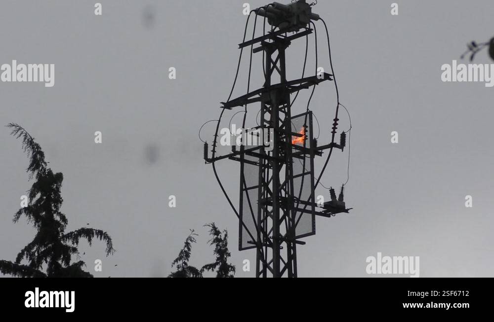 Electrical utility high voltage line transformer explodes and burns ...