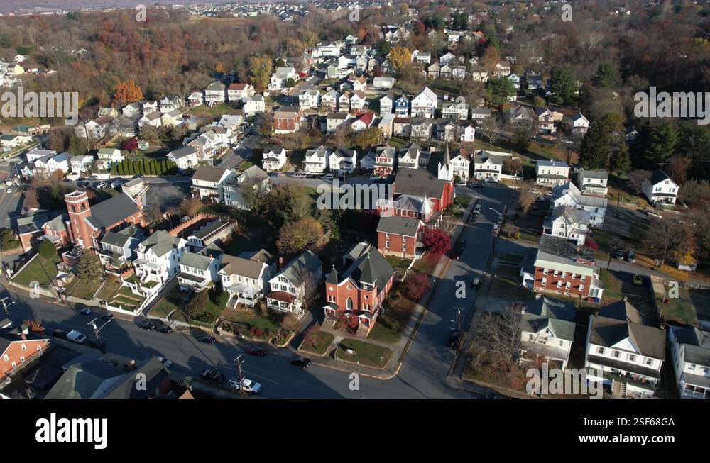 Brunswick Historic Downtown, Maryland USA. Aerial View of Churches and ...