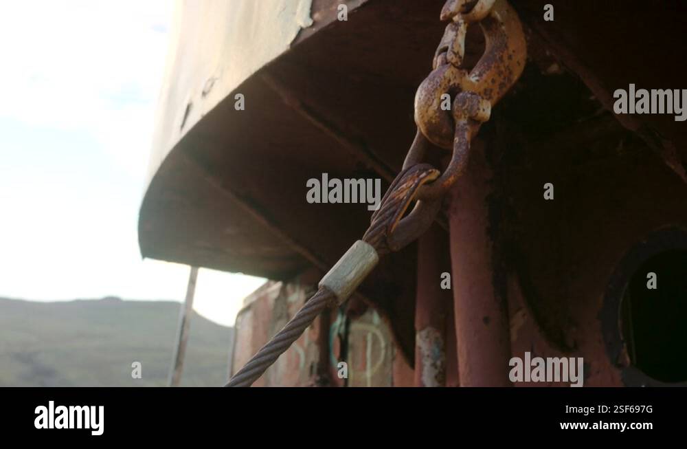 Wreck of an old rusty ship, corroded metal parts , close up Stock Video ...