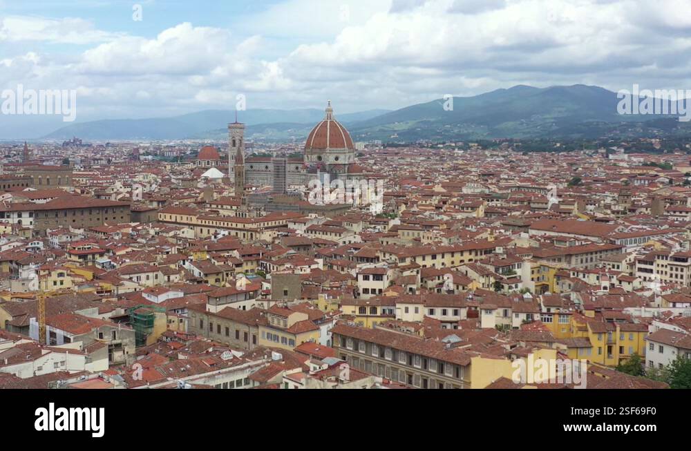 Aerial view of Florence city center and famous dome cathedral in Italy ...