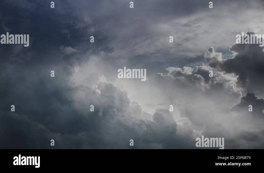 POV lightning flashes inside dark clouds in the sky, thunderstorm Stock ...
