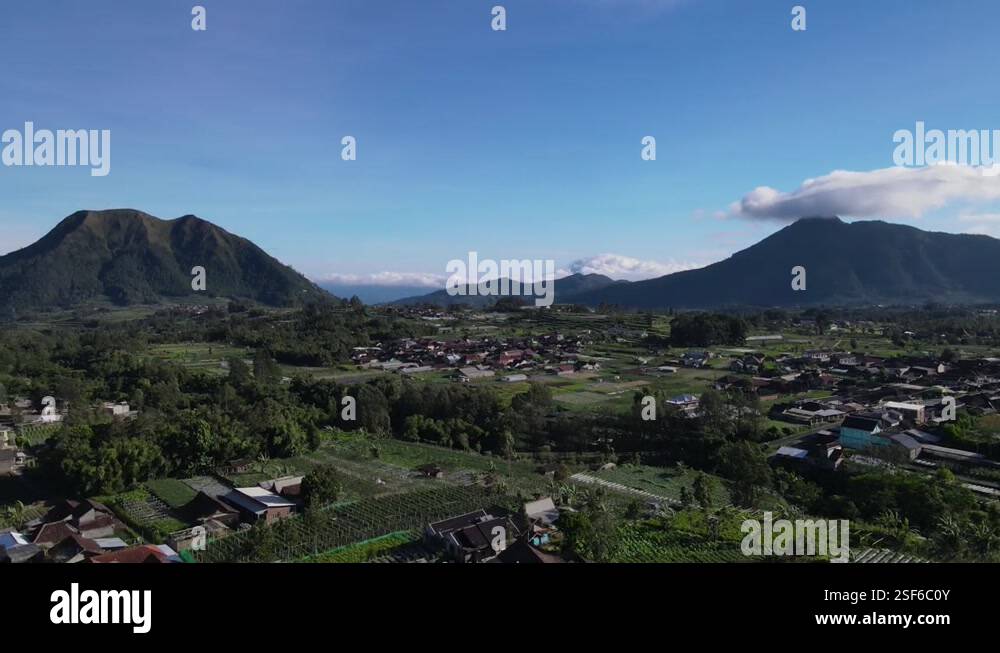 Panoramic aerial video of Mount Telomoyo and Mount Andong on a sunny ...