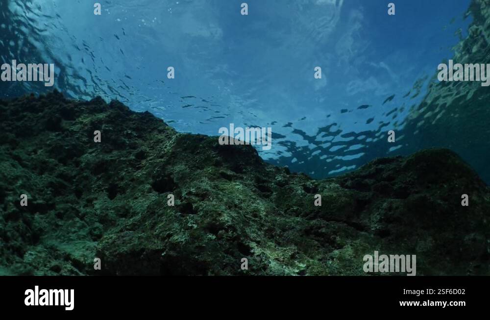 choppy water wavy sea underwater makes foam surface ocean scenery ...