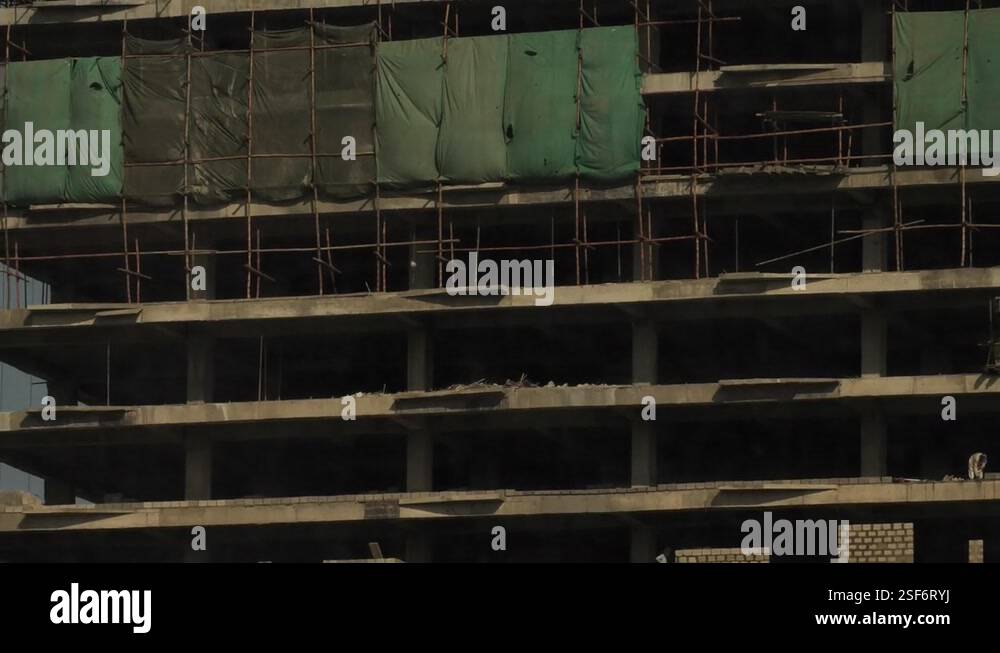 Sheeting Covering Construction Building. Slow Zoom Out Stock Video ...