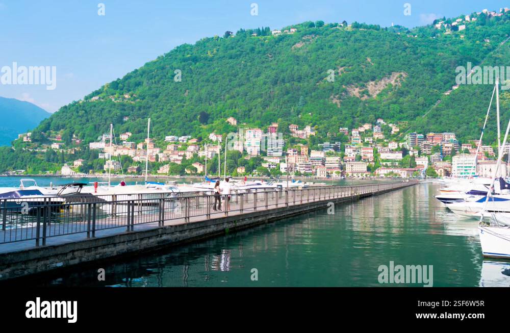 Port of Como, harbour and lakefront, a tourist destination on Lake Como ...