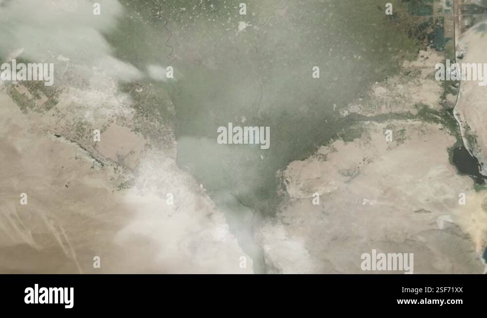 Zoom of the earth from space to the city of Benha, Egypt Stock Video Footage - Alamy