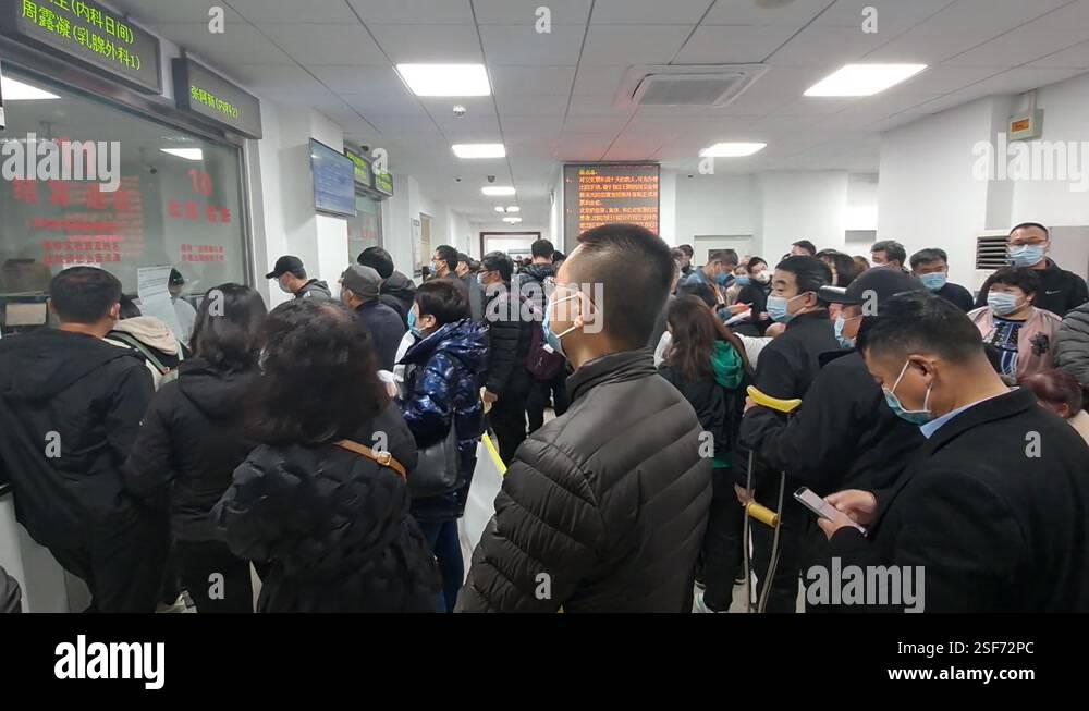 Patients registering and paying bills at cashier in hospital,Beijing ...