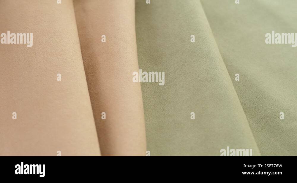 Beige and light green fabric close-up. Soft velvet texture, abstract ...