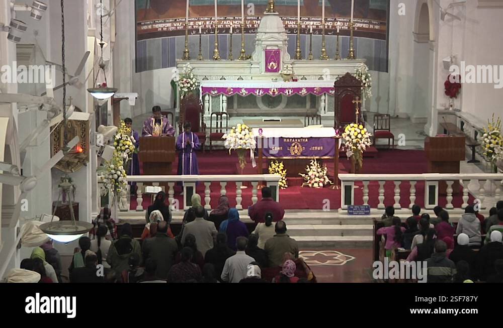 Indian Christian crowded church mass in Sacred Heart Cathedral, New ...