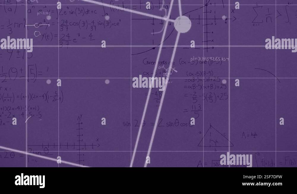 Animation of mathematical equations over purple background Stock Video ...