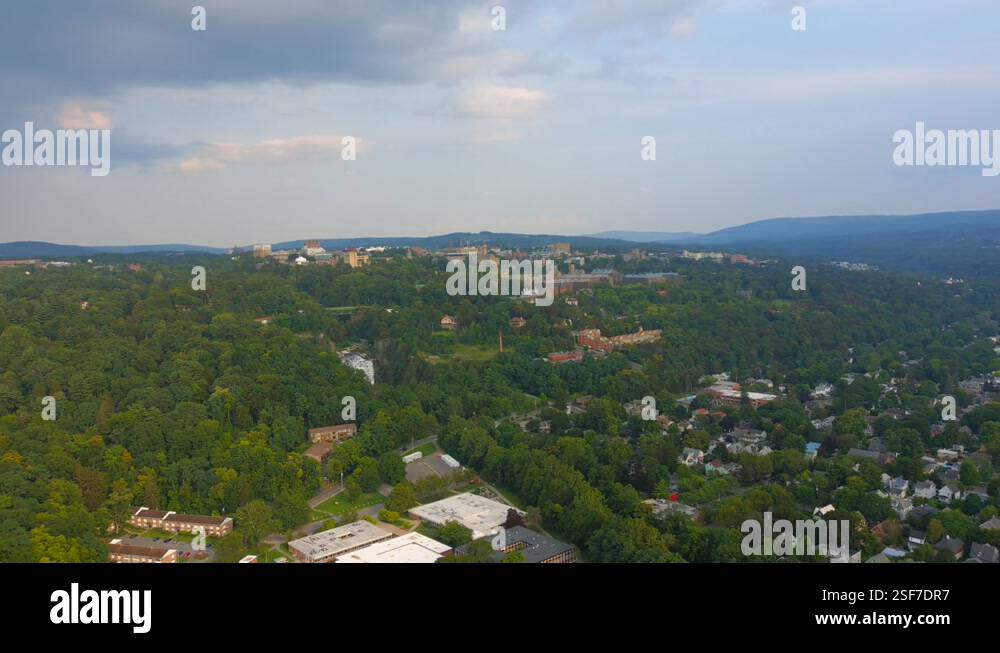 Epic Aerial Pull Back View of Cornell University Campus and Ithaca ...