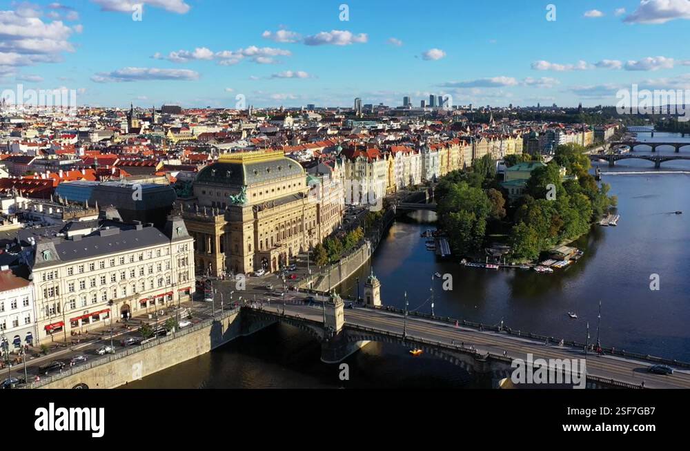 Prague scenic aerial view of the Prague Old Town pier architecture and ...